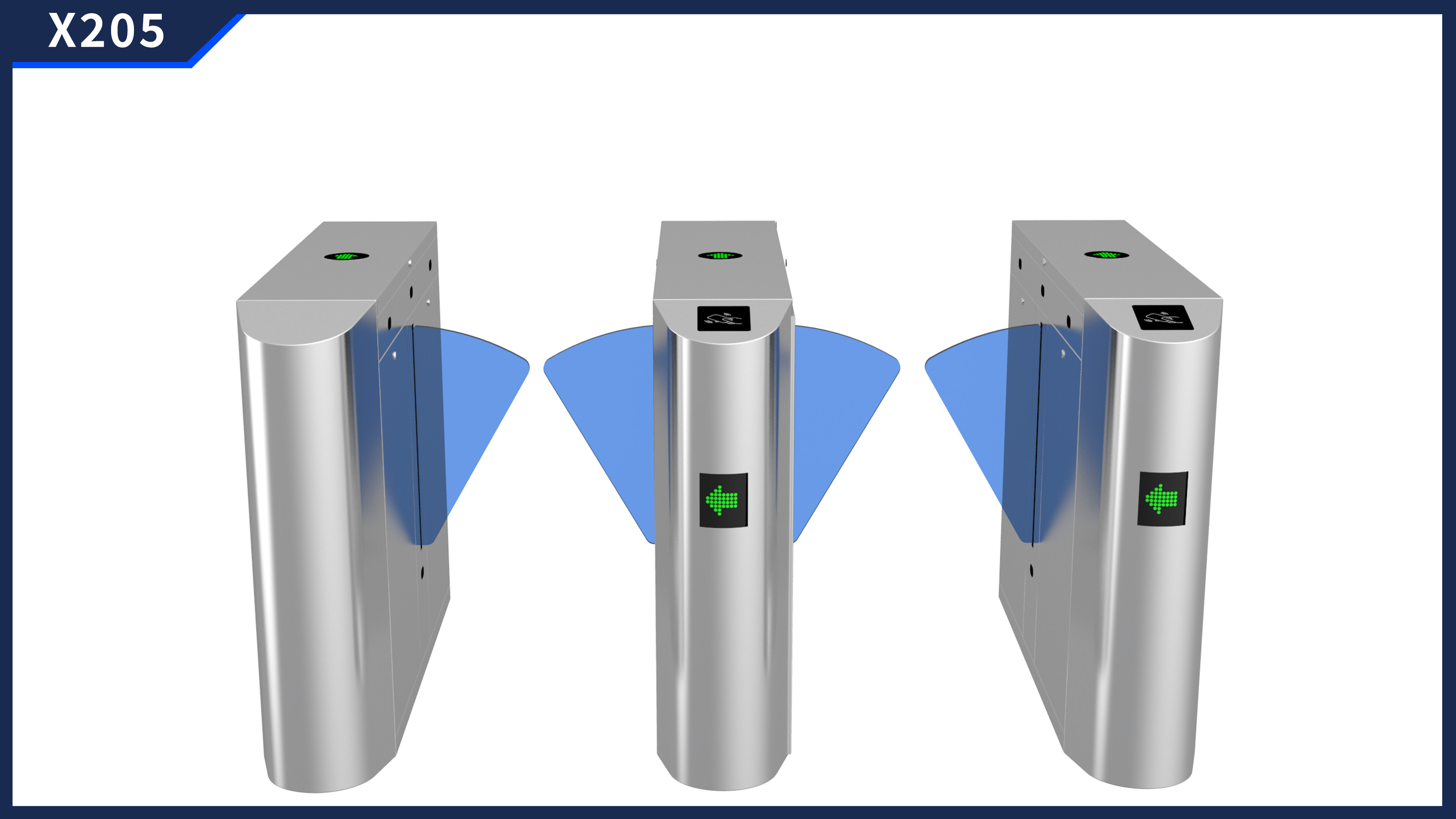 Blue Acrylic SUS304 Stainless Security Flap Barrier Gate RFID IC ID ...