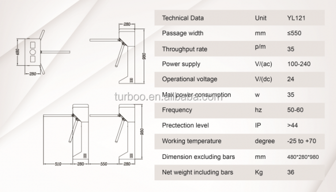 Bi Directional Tripod Turnstile Gate Self - Recovery And Auto Re-Set ...