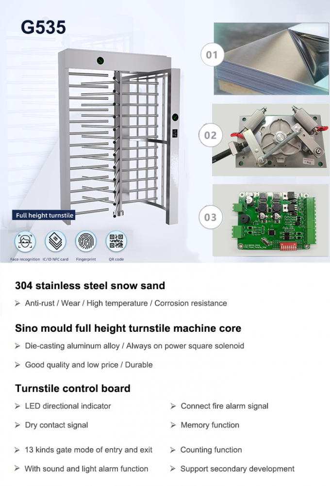 Stainless Steel Full Height Gate 24V Security Full Height Turnstile ...
