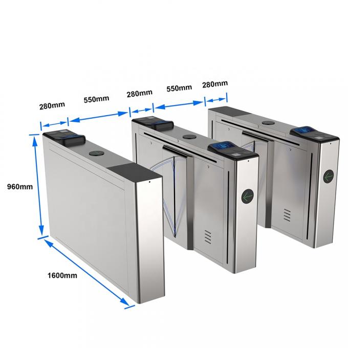 Optical Stainless Steel Flap Security Access Gates Fully Automatic ...