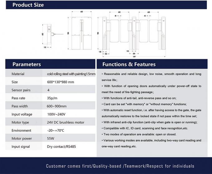 Compact High End Ultra Slim Swing Turnstile Gate RFID Access Control ...
