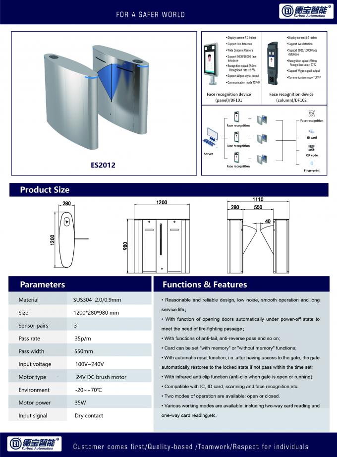 Automatic Flap Barrier Gate Rfid Card Reader Security Turnstile Gate ...
